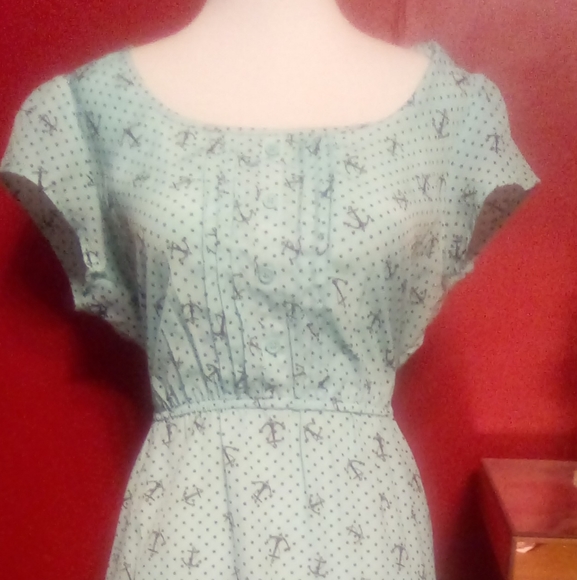 Xhilaration | Dresses | Pinup Retro Turquoise Black Anchor | Poshmark